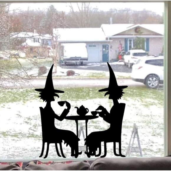 Mcadoorwe | Holiday | Halloween Witch Tea Party Window Silhouette Decal ...